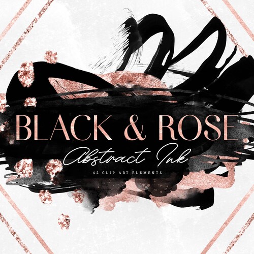 Abstract Black Silver Clipart Glam Watercolor Brush Stroke - Etsy