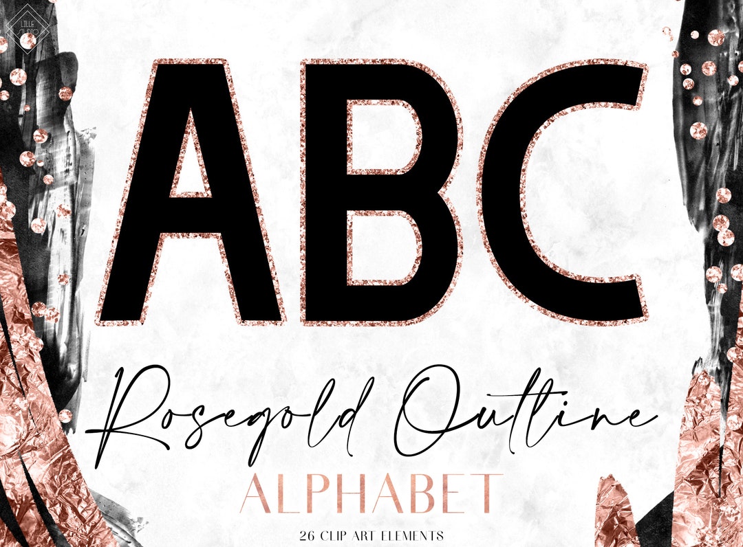 Black Rose Gold Glitter Alphabet PNG - Sparkly Monogram Letter Clipart ...