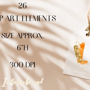 Orange Watercolor Digital Alphabet - Water Color Letter PNG Clipart ...