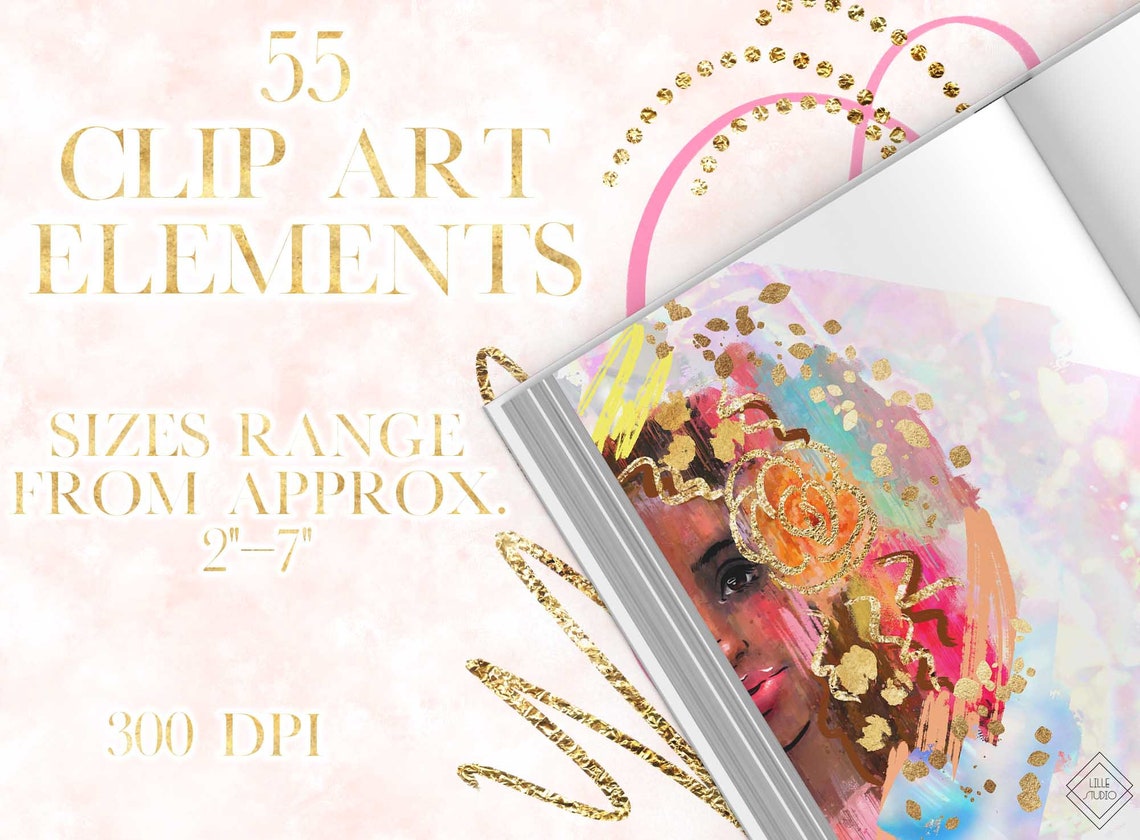 Boho Abstract Flower Girl Clipart Bohemian Clip Art Modern | Etsy