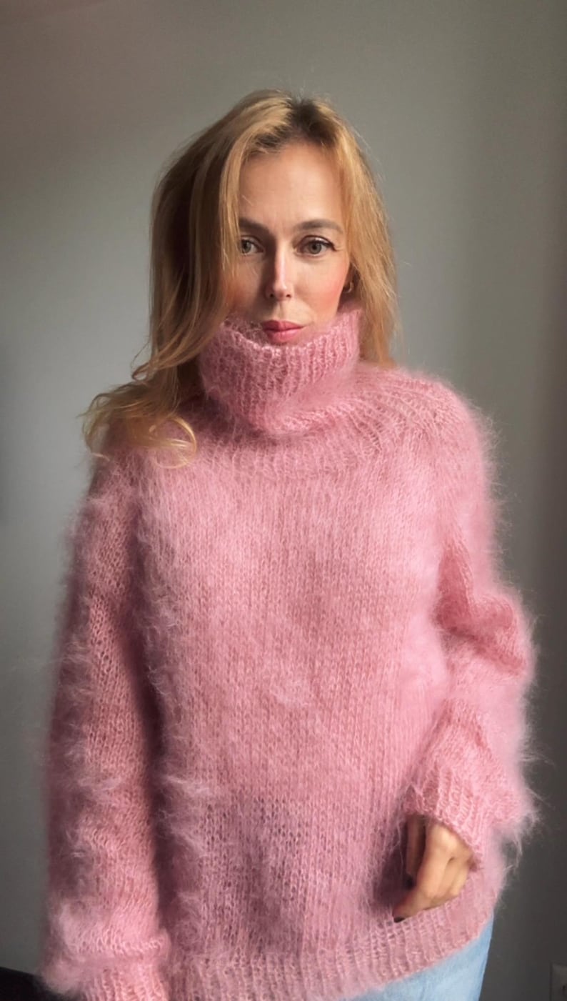 Mohair Sweater, Fuzzy Sweater, Oversized Turtleneck Sweater, Chunky ...