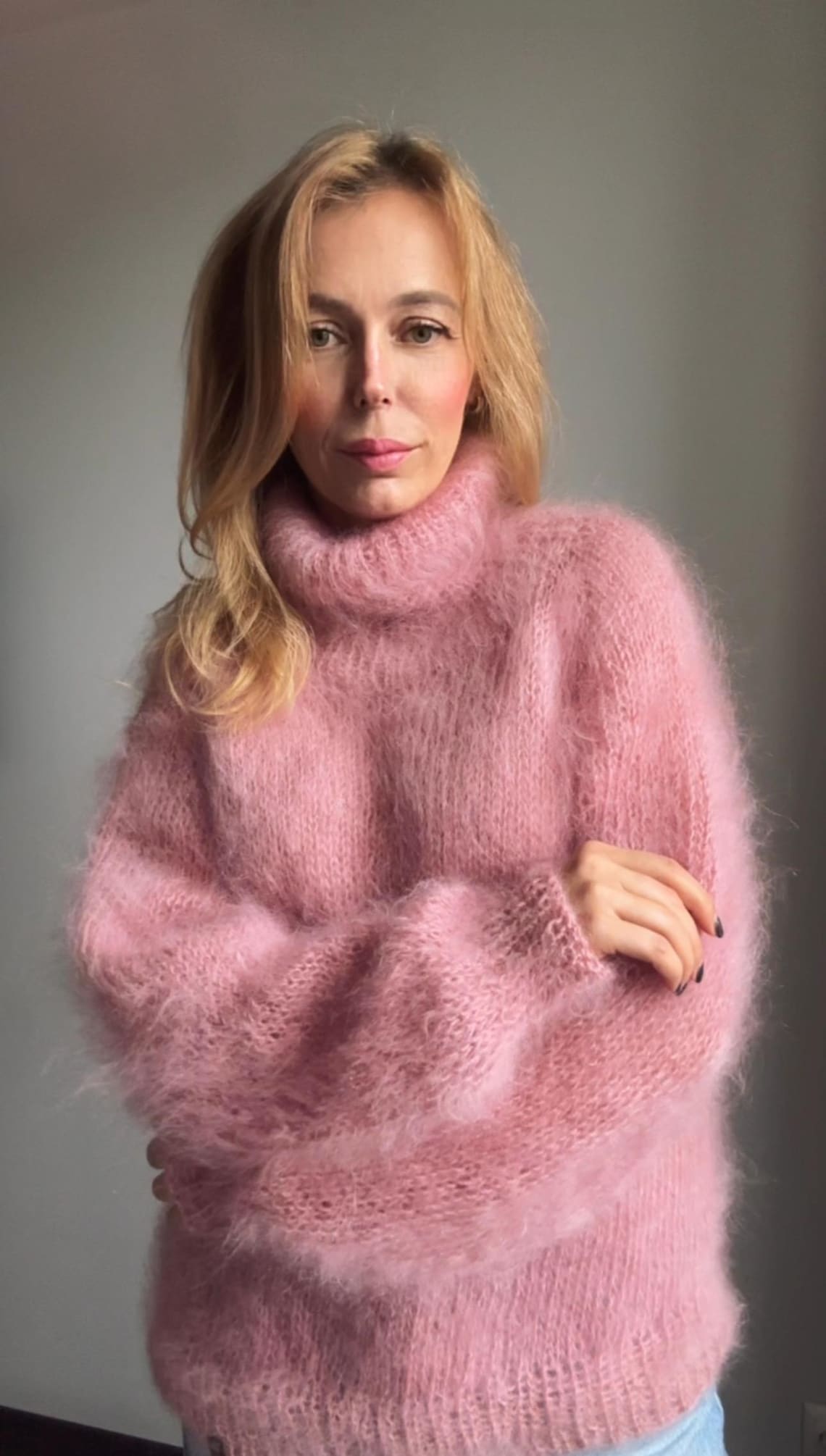Mohair Sweater, Fuzzy Sweater, Oversized Turtleneck Sweater, Chunky ...