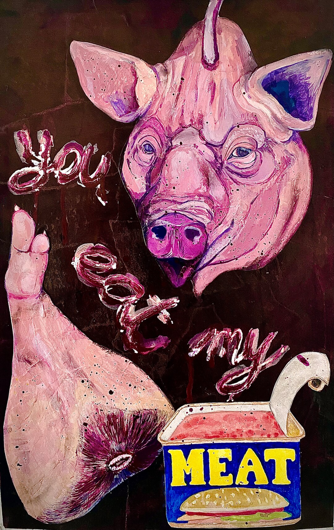 You Eatmy Meat Pig Illustration - Etsy