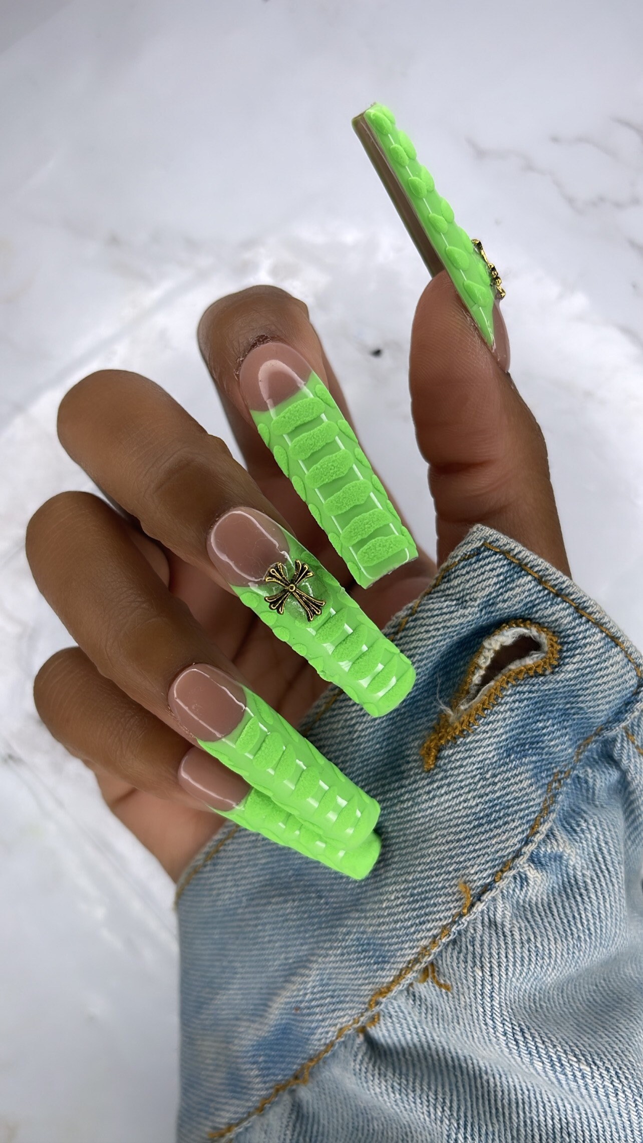 Bright Green Croc Print Press on Nails XL Square Coffin - Etsy