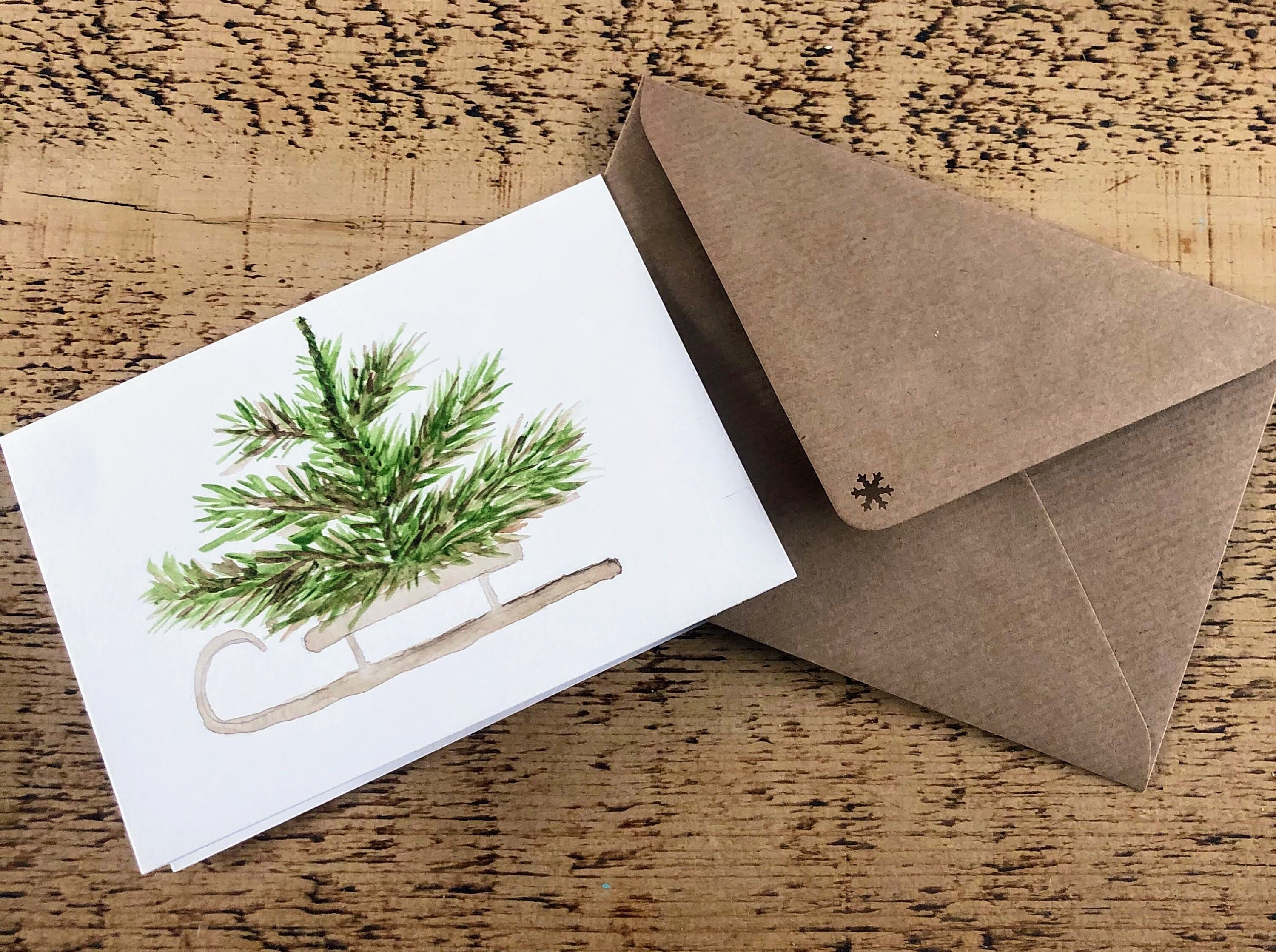 Watercolour Christmas Card, Hand-painted, Unique, Christmas Tree ...