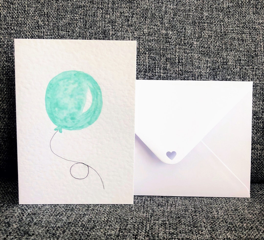 Big Balloon Greetings Card, Watercolour Card, Hand-painted, Birthday ...