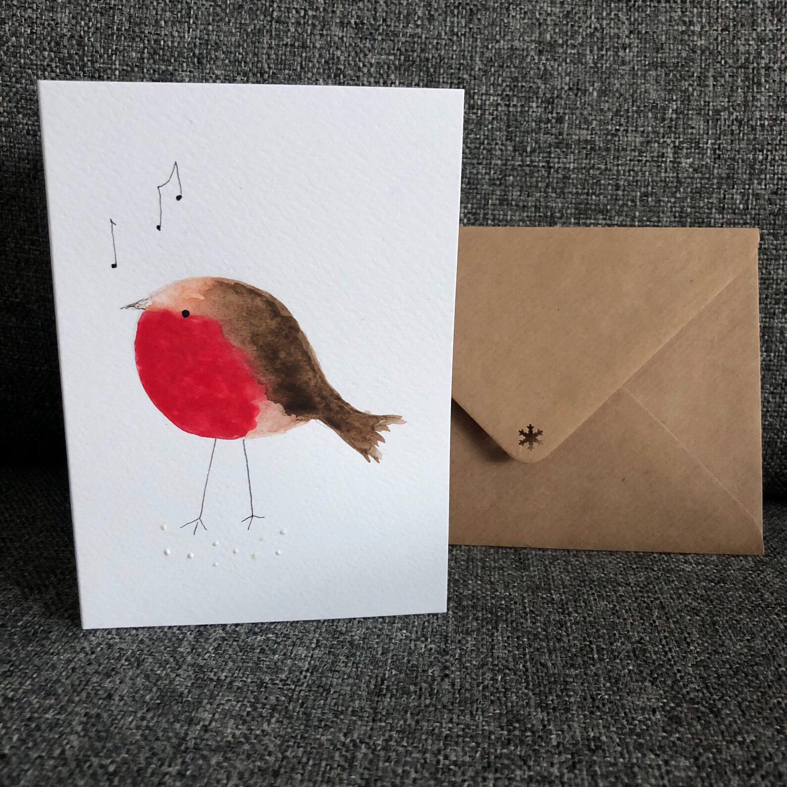 Watercolour Christmas Robin Card, Handpainted, Robin, Bird, Watercolour ...