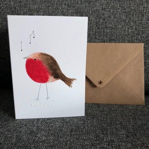 Watercolour Christmas Robin Card, Handpainted, Robin, Bird, Watercolour ...