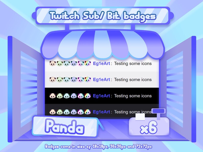 6x Twitch Bit Badges / Twitch Sub Badges - Panda Badges / Cute Badges ...