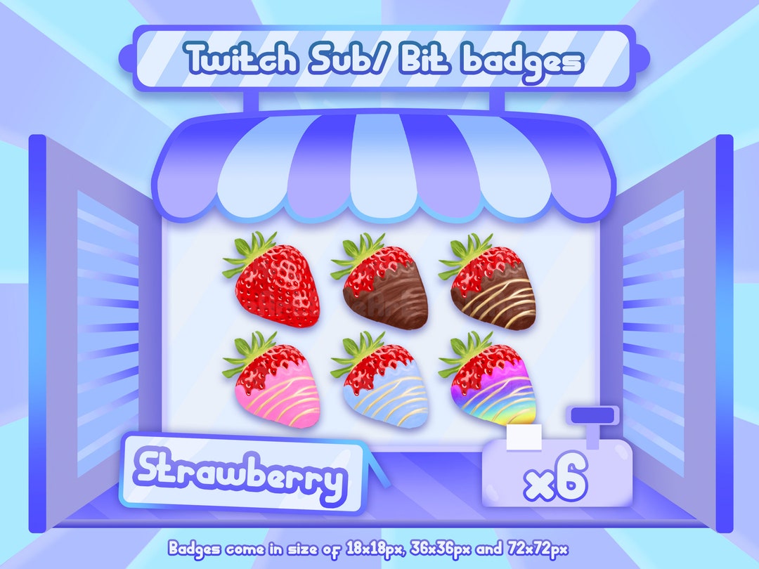 Strawberry Twitch Sub Badges: Berry Bit Badges (6 Pack) - Etsy