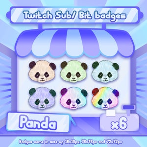 6x Twitch Bit Badges / Twitch Sub Badges - Panda Badges / Cute Badges ...