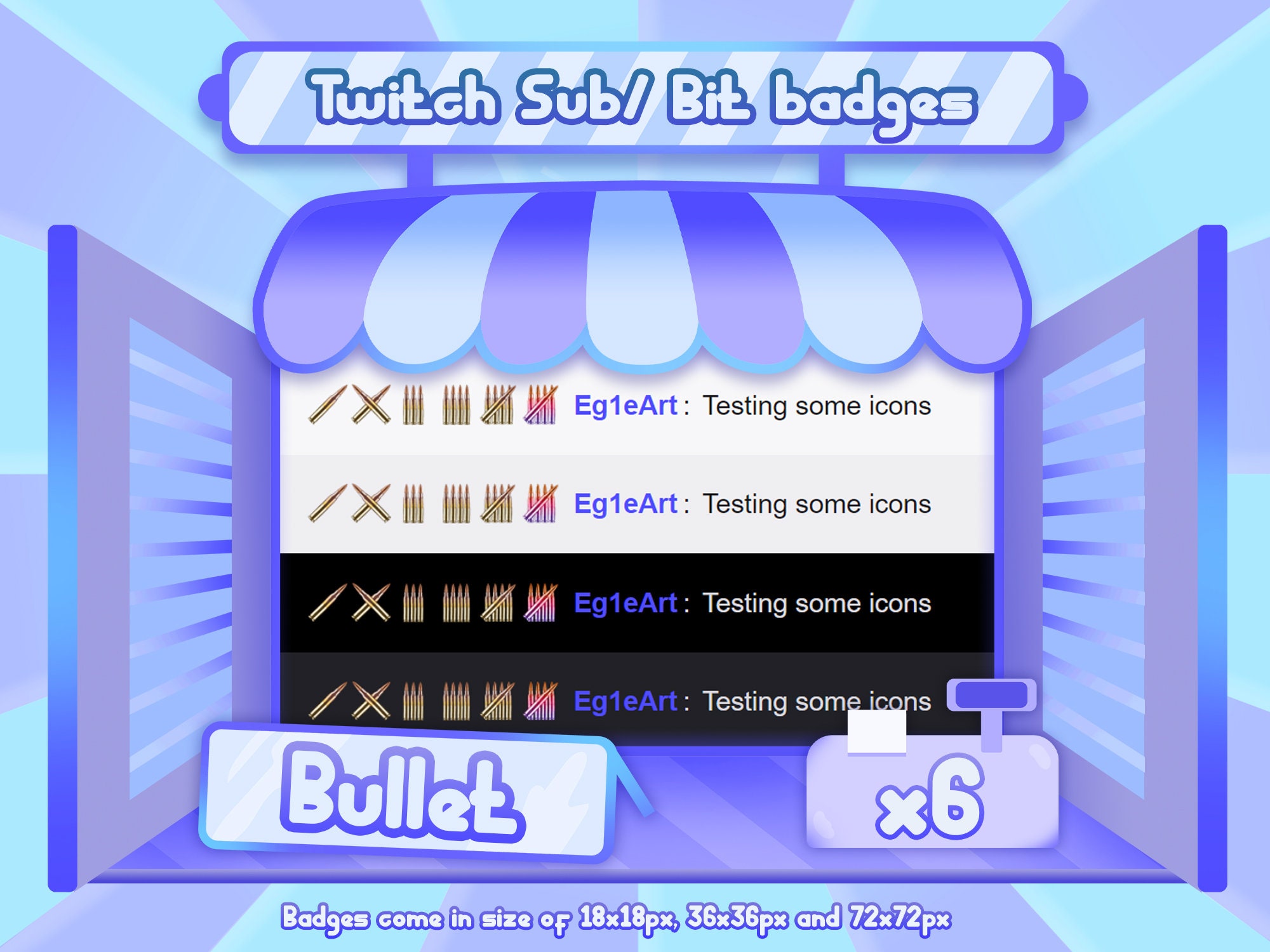 6 X Twitch Bit Badges / Sub Badges - Bullet Badges / Ammo Badges - Etsy