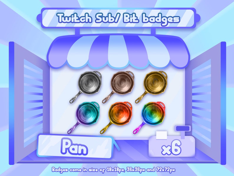 6 X Twitch Bit Badges / Twitch Sub Badges - Pan Badges - Etsy