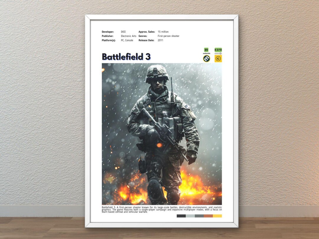 Battlefield 3 Poster, Battlefield 3 Game Gift, Video Game Poster ...