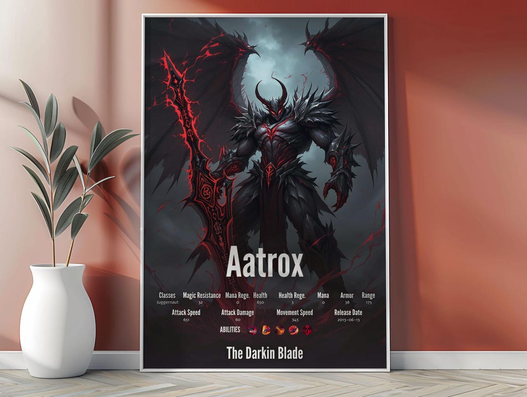 Aatrox League of Legends Poster Digital Download Gaming Wall Art Lol ...