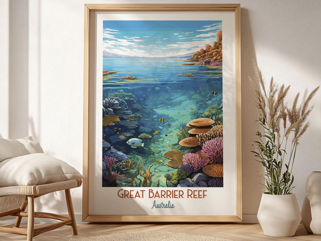 Great Barrier Reef Art Australian Ocean Print Marine Life Wall Art ...