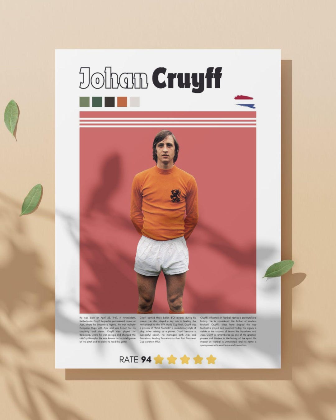 Johan Cruyff Poster, Johan Cruyff Print, Football Player Poster, Soccer ...