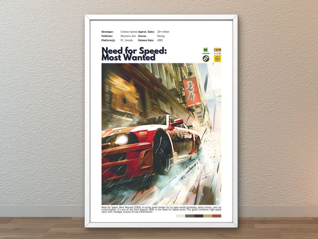 NFS Most Wanted Poster, Most Wanted Game Gift, Video Game Poster ...