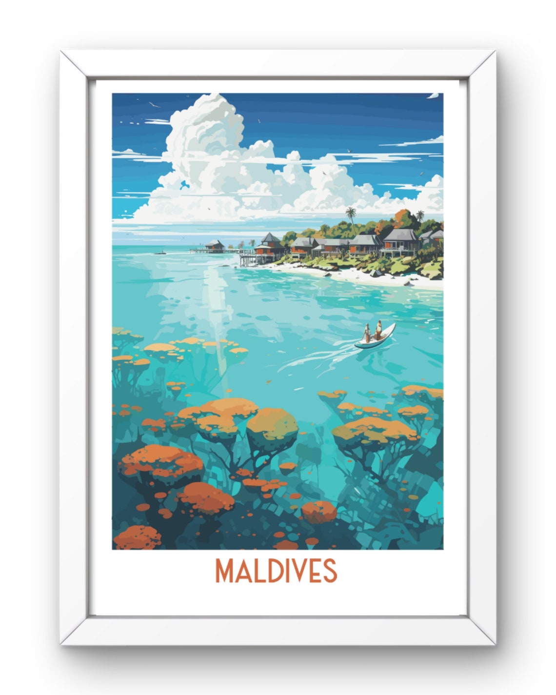 Maldives Travel Print, Maldives Travel Gift, Printable City Poster ...