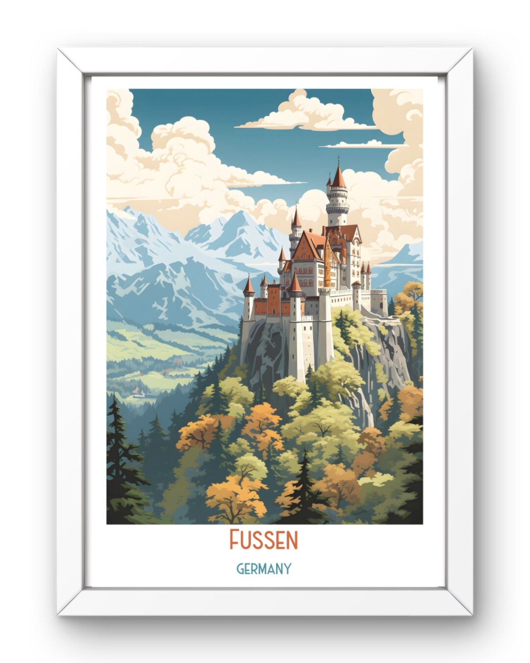 Fussen Germany Travel Print, Fussen Germany Travel Gift, Printable City ...