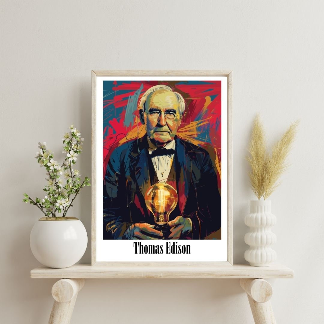 Thomas Edison Poster Pop Art, Digital Prints, Instant Download, Hippie ...