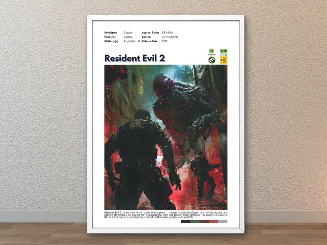 Resident Evil 2 Poster, Resident Evil 2 Game Gift, Video Game Poster ...