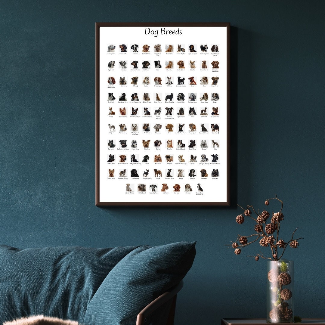Dog Breeds Poster, Dog Breeds Infographics, Dog Breeds Print, Dog Lover ...