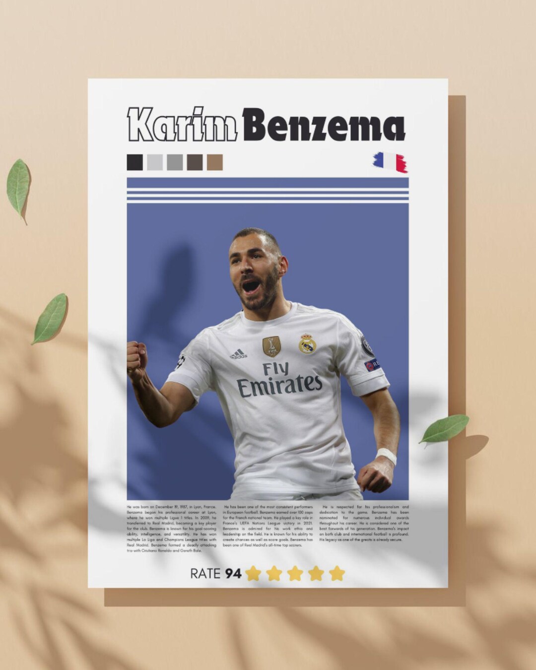 Karim Benzema Poster, Karim Benzema Print, Football Player Poster ...