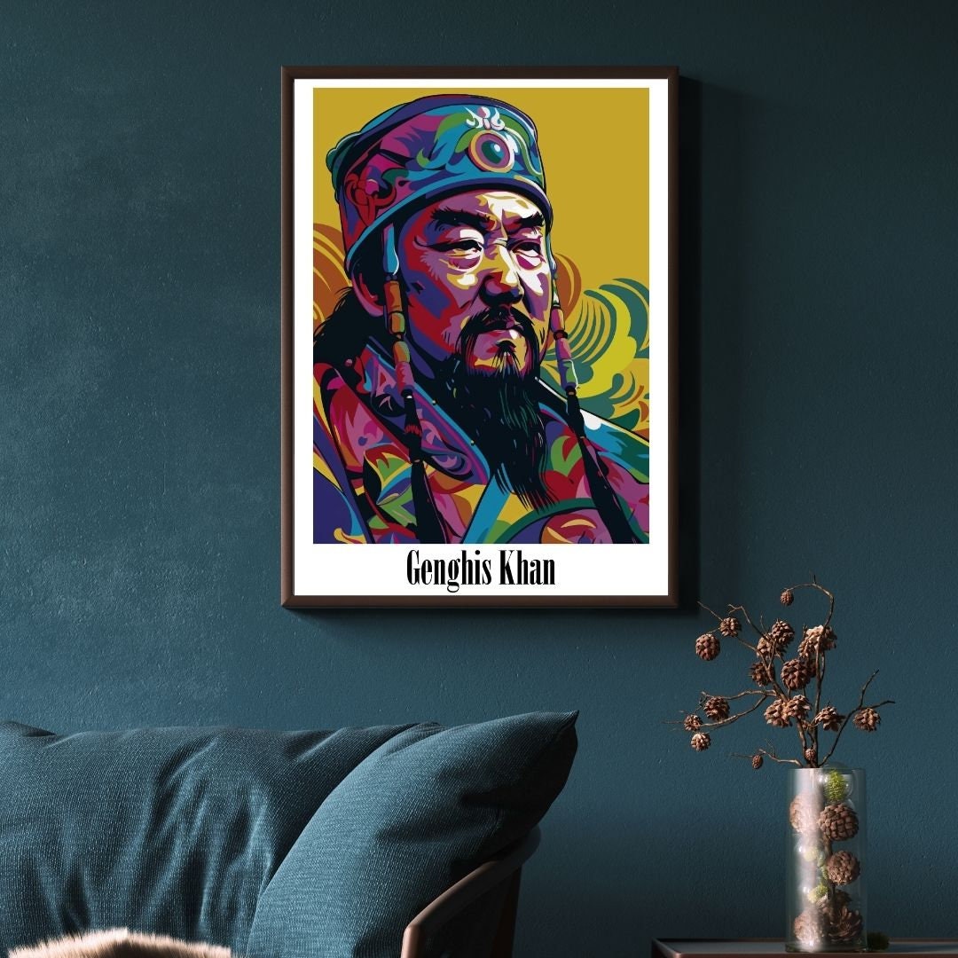 Genghis Khan Poster Pop Art, Digital Prints, Instant Download, Hippie ...