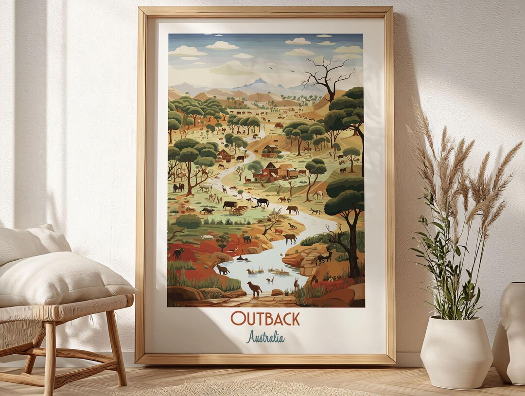 Australian Outback Art Desert Landscape Print Down Under Poster Digital ...