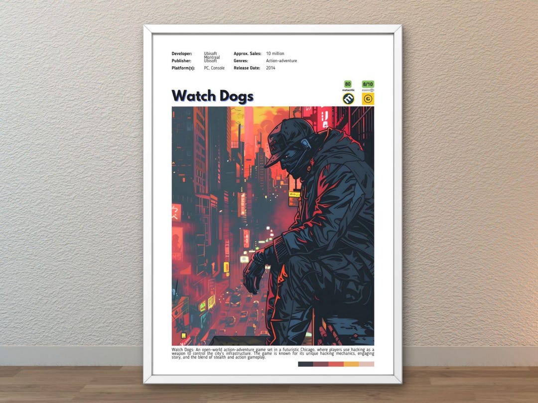 Watch Dogs Poster, Watch Dogs Game Gift, Video Game Poster, Minimalist ...