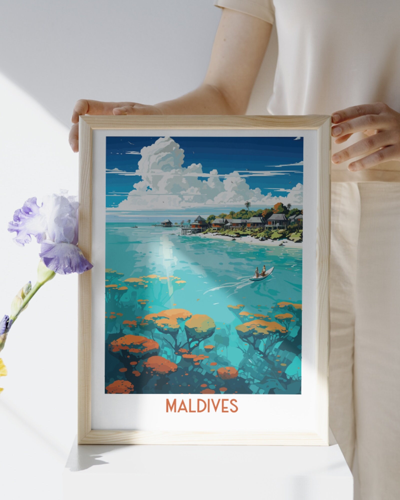 Maldives Travel Print, Maldives Travel Gift, Printable City Poster ...