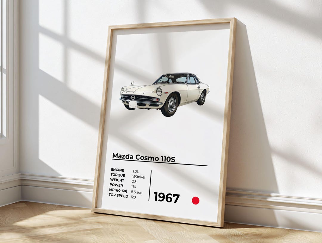 Vintage Mazda Cosmo 110S Poster Classic Japanese Car Wall Art Digital ...