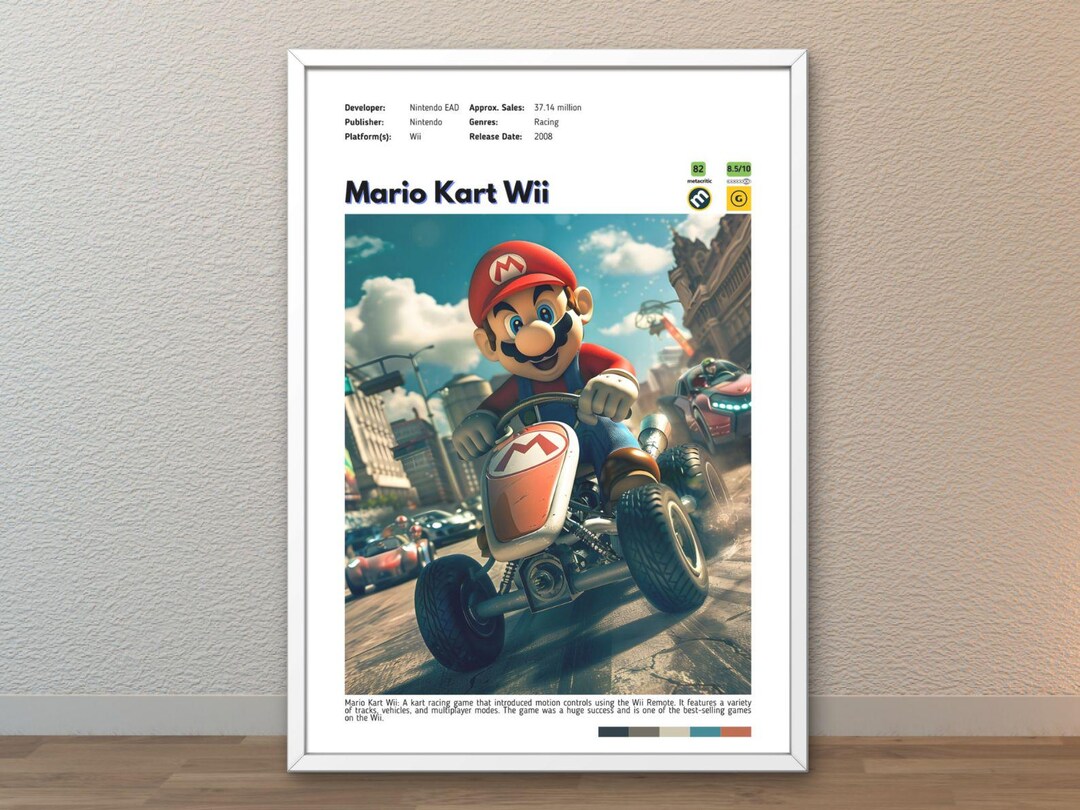 Mario Kart Wii Poster, Mario Kart Wii Game Gift, Video Game Poster ...