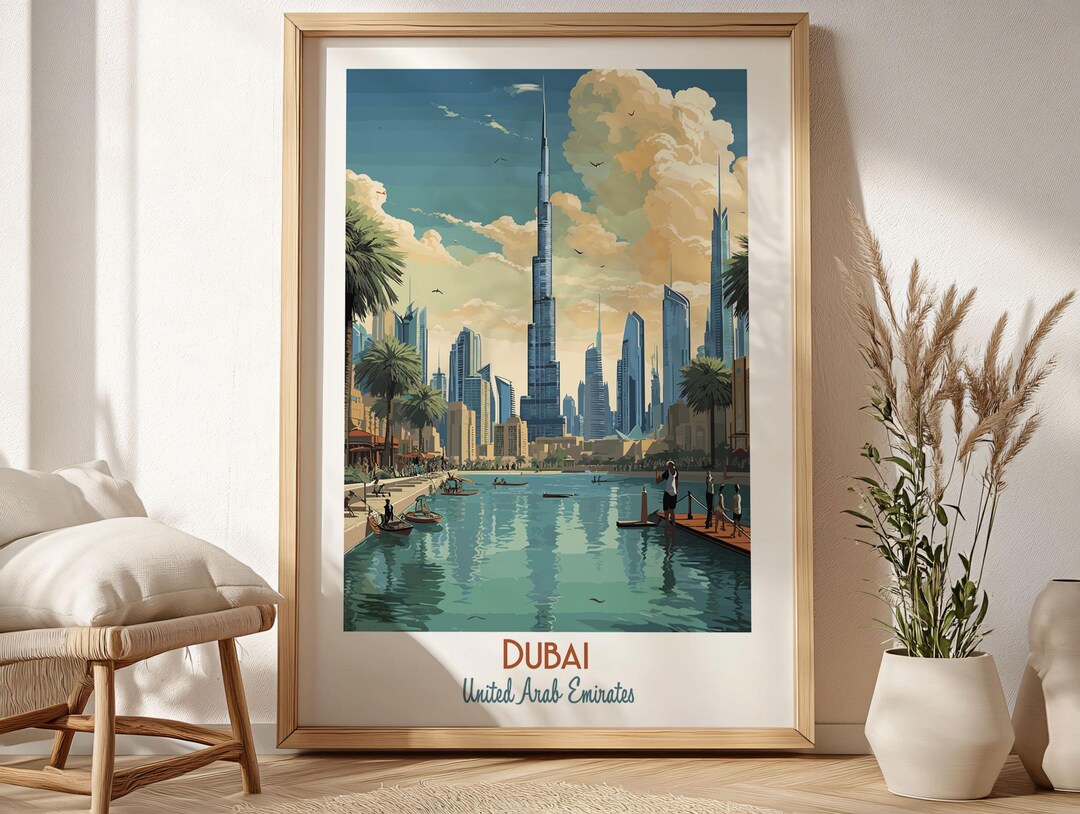 Dubai Skyline Art UAE Modern Print Burj Khalifa Poster Digital Download ...