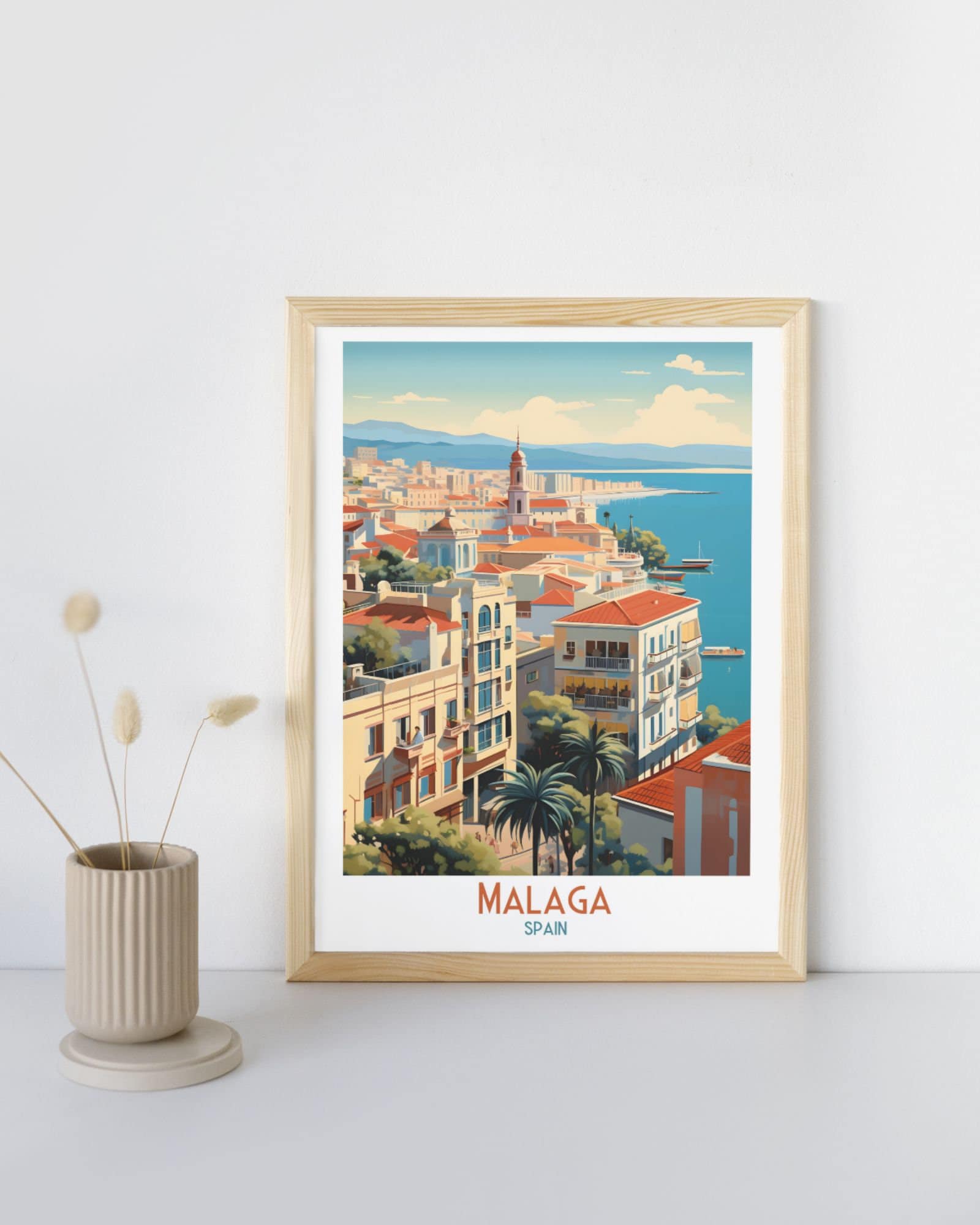 Malaga Spain Travel Print, Malaga Spain Travel Gift, Printable City ...