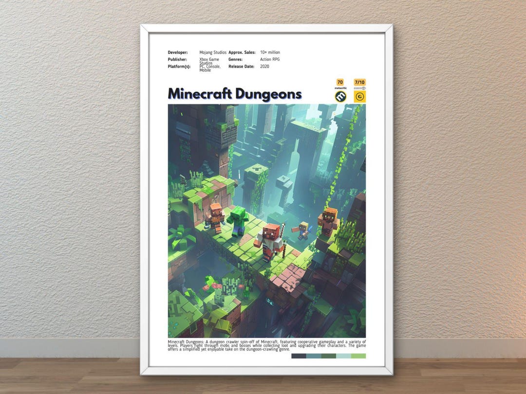 Minecraft Dungeons Poster Minecraft Dungeon Game Gift,video Game Poster ...