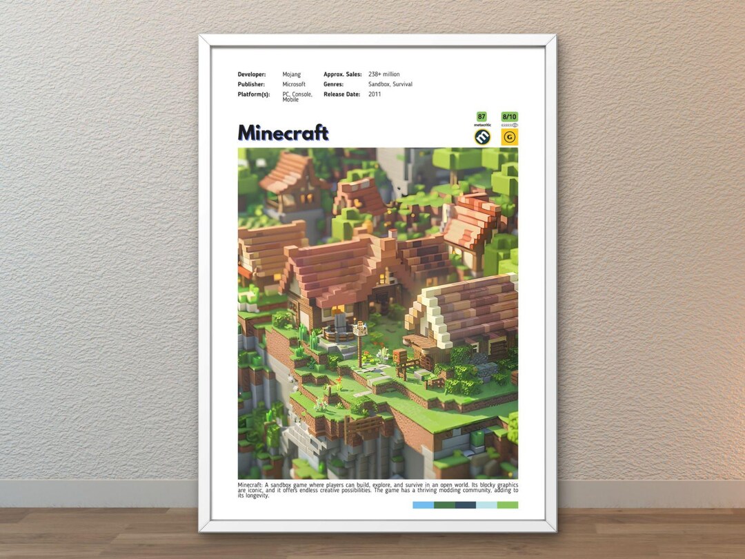 Minecraft, Poster Minecraft, Game Gift,video Game Poster, Minimalist ...