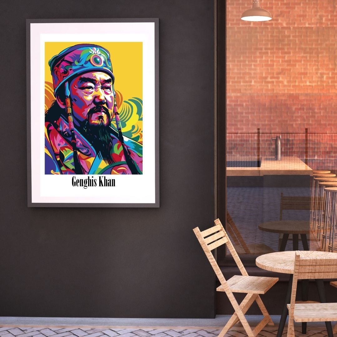 Genghis Khan Poster Pop Art, Digital Prints, Instant Download, Hippie ...