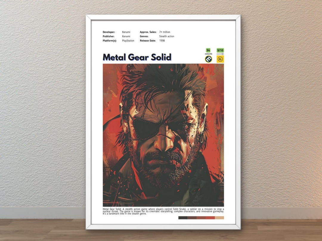 Metal Gear Solid Poster, Metal Gear Solid Game Gift, Video Game Poster ...