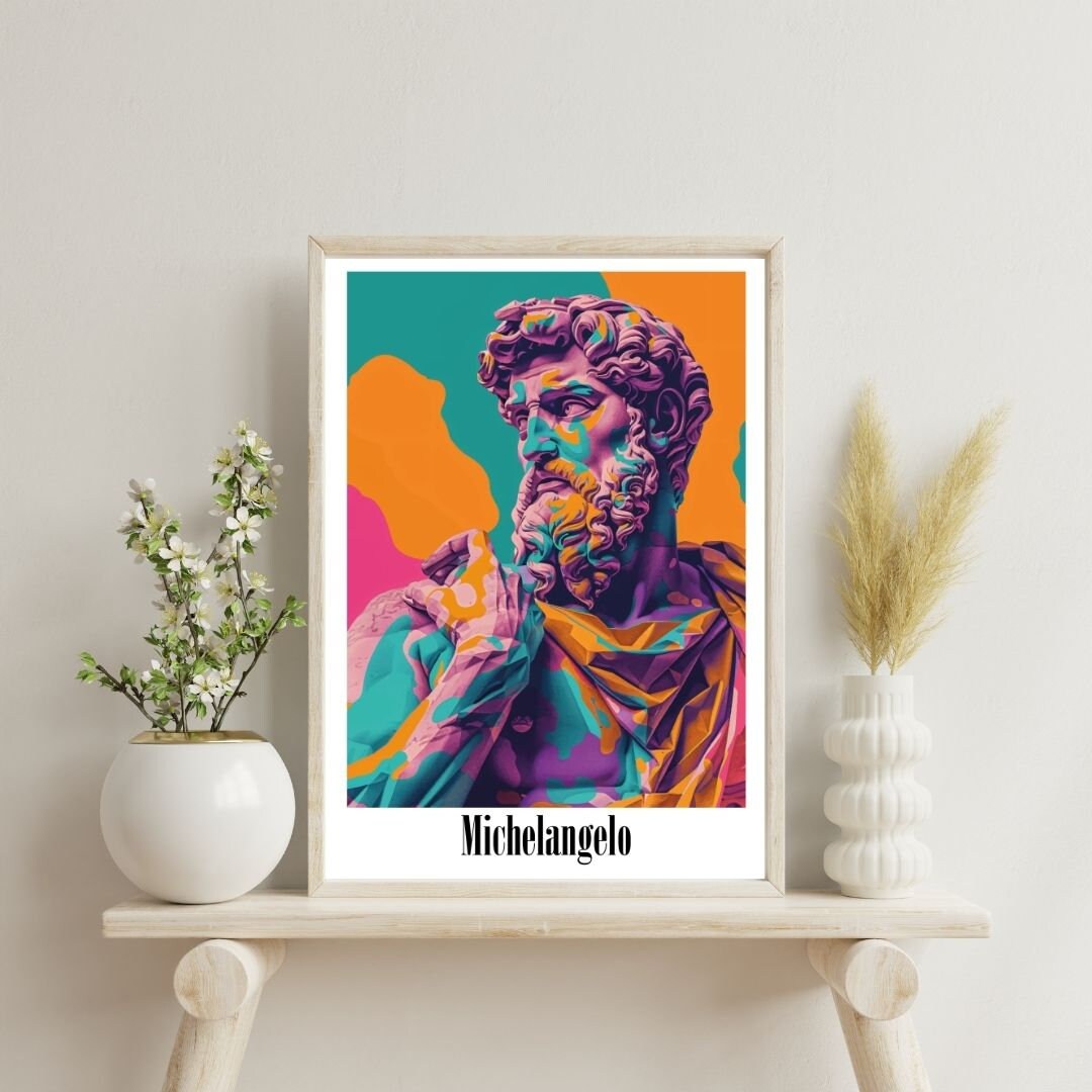 Michelangelo Poster Pop Art, Digital Prints, Instant Download, Hippie ...