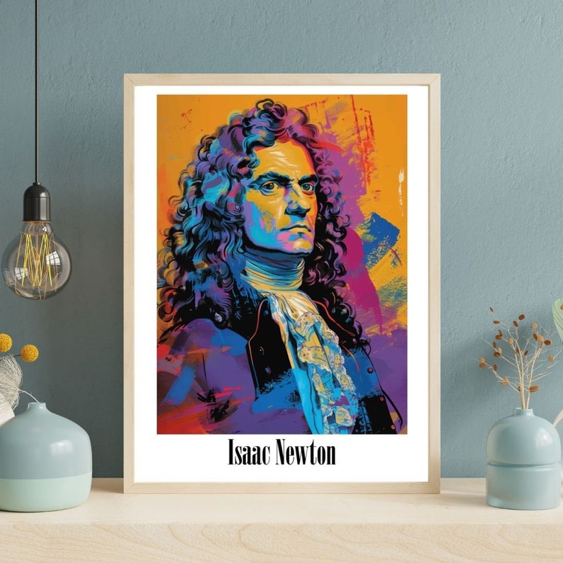 Isaac Newton Poster Pop Art, Digital Prints, Instant Download, Hippie ...