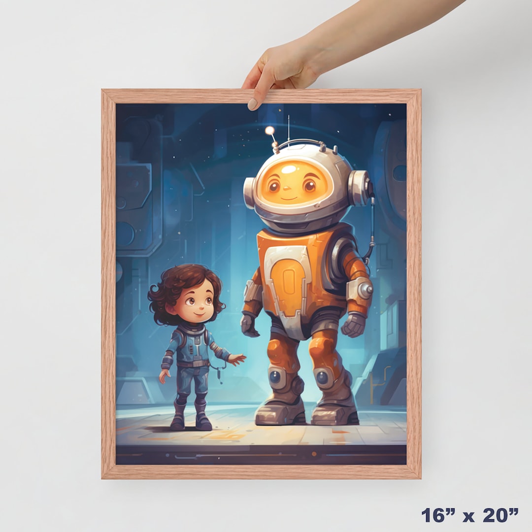 Robot Astronaut Framed Poster: STEM Sci-fi Kids Room Art - Etsy