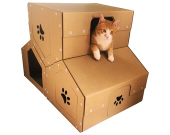 Cat S Fortress Cardboard Cat House Etsy Canada