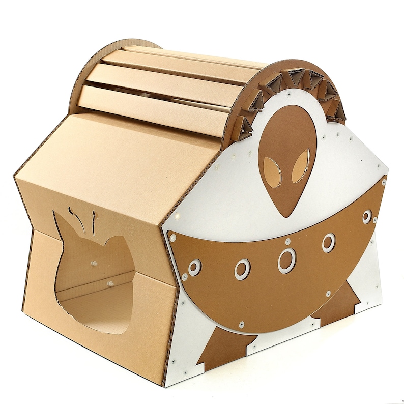 UFO Alien Spacecraft Cardboard Cat House - Etsy UK