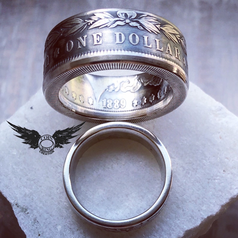 1878 to 1904, 1921 Silver Dollar Coin Ring Set 90% Silver His & Hers ...