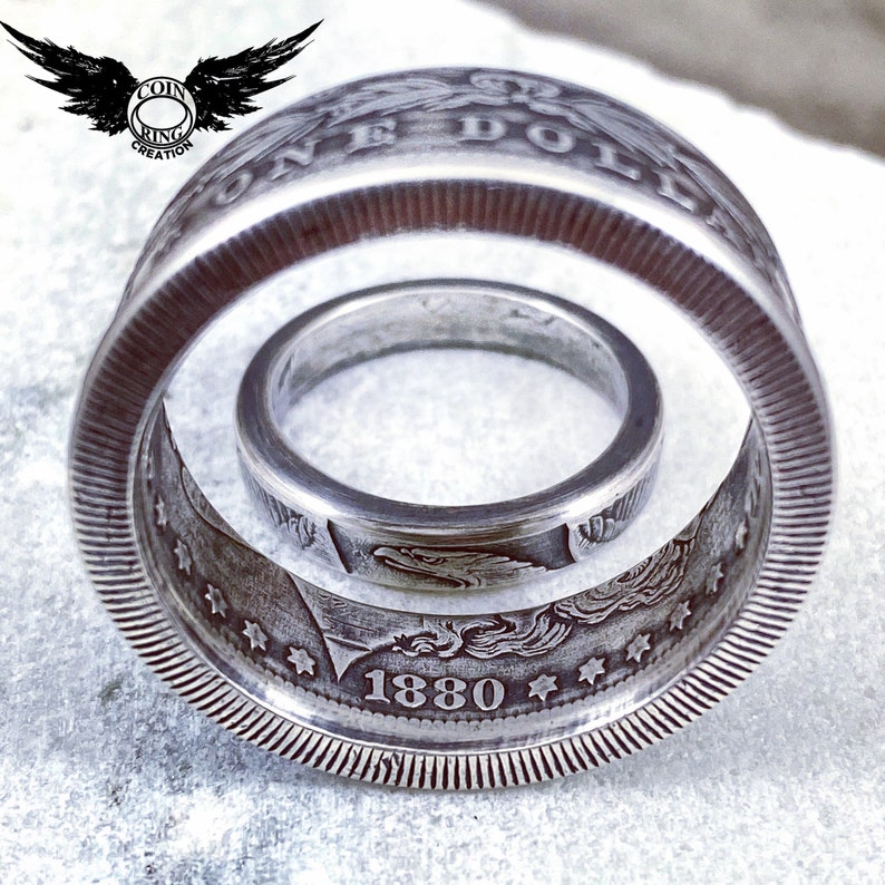 1878 to 1904, 1921 Silver Dollar Coin Ring Set 90% Silver His & Hers ...