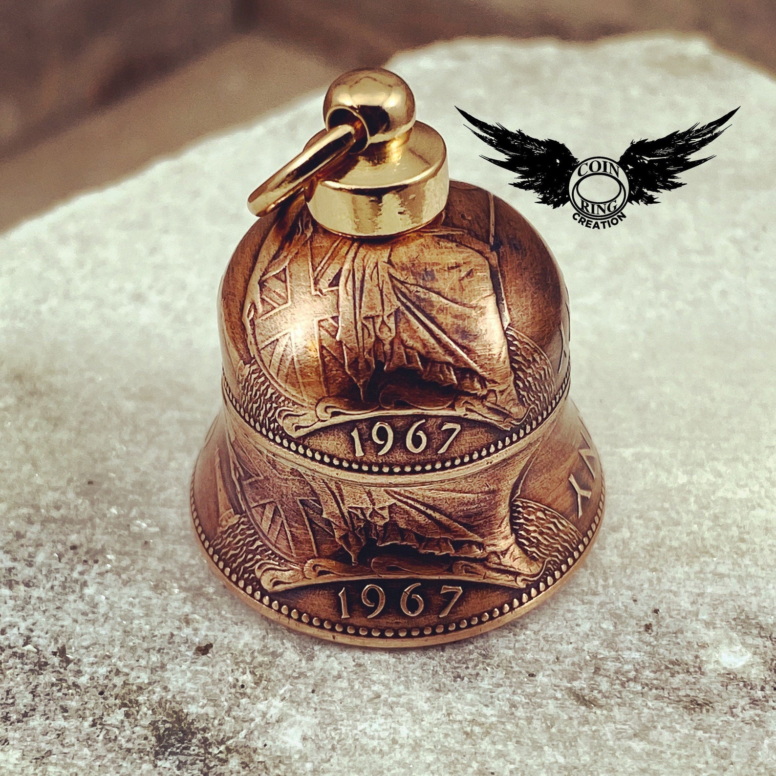 1895-1967 Bronze gold Color Coin Bell Pendant/charm | Etsy