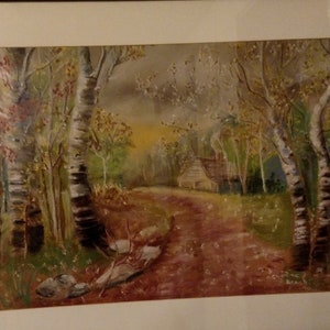 Vintage Pastel Drawing Framed Dated 1940 Wooded Path, Spring - Etsy