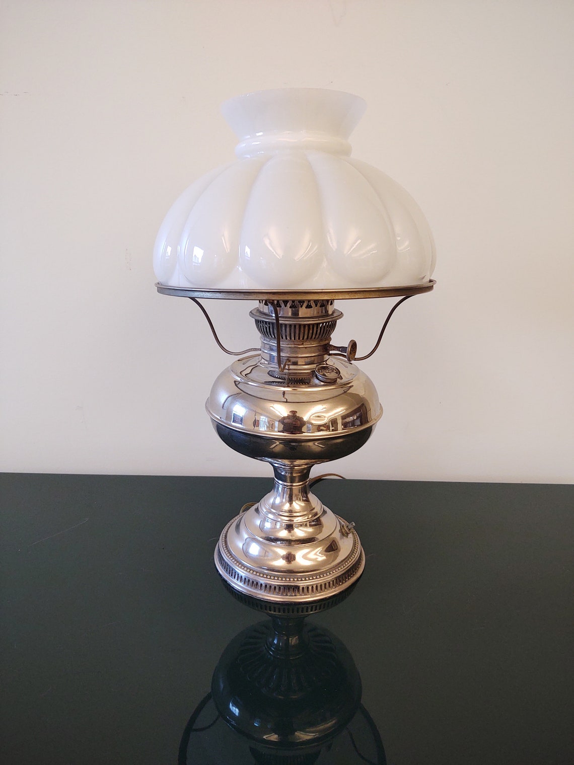 Antique Electrified Rayo Oil Lamp With Milkglass Shade No - Etsy